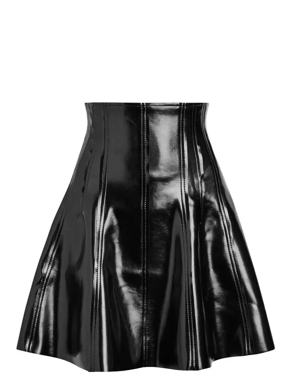 Norma Kamali Grace Faux Patent Leather Mini Skirt - Black
