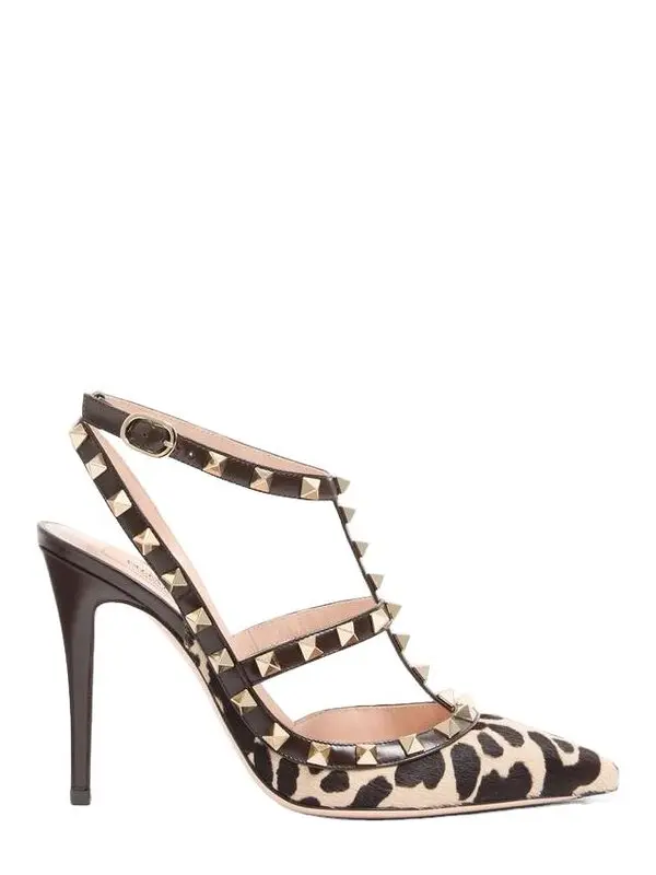 Valentino Garavani Rockstud Pony-effect Calfskin Pumps - Natural/brown