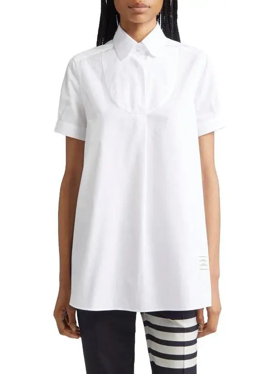 Thom Browne Peter Pan Collar Cotton Button-up Shirt - White