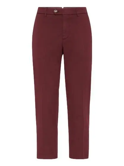 Brunello Cucinelli Garment Dyed Gabardine Trousers - Amaranth