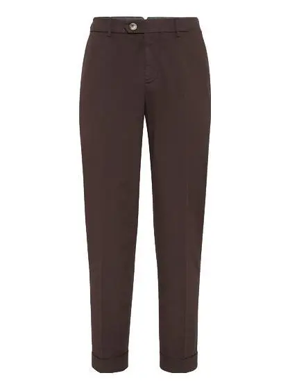 Brunello Cucinelli Garment Dyed Gabardine Trousers - Brown