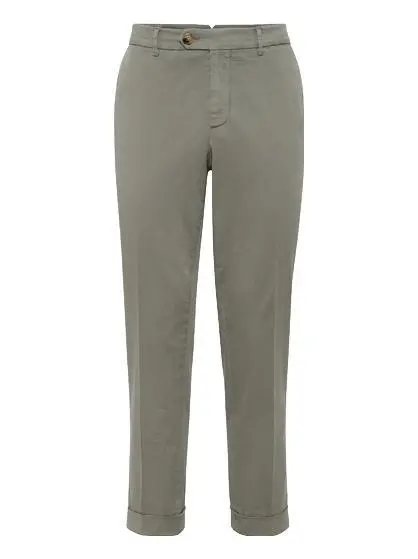 Brunello Cucinelli Garment Dyed Gabardine Trousers - Khaki