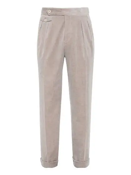 Brunello Cucinelli Trousers With Double Pleats And Tabs - Bark