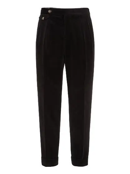 Brunello Cucinelli Trousers With Double Pleats And Tabs - Black