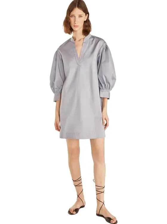 Rebecca Taylor Long Sleeve Shirt Dress - Pearl Blue