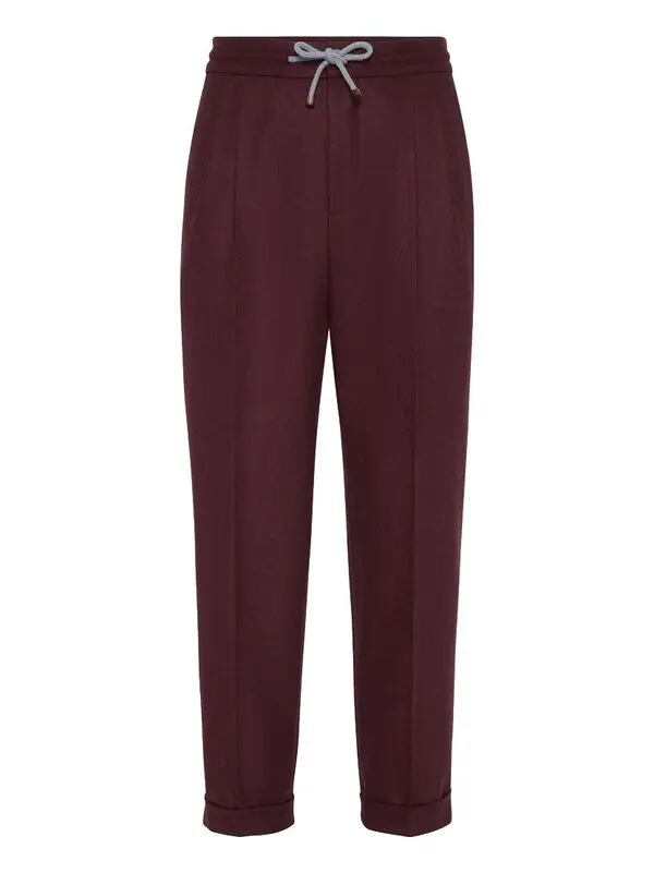 Brunello Cucinelli Trousers With Pleats And Drawstring - Bordeaux
