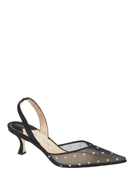 Manolo Blahnik Carolyne Polka Dot Slingback Pumps - Black