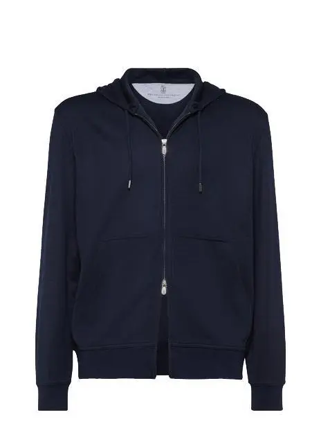 Brunello Cucinelli Cashmere And Silk French Terry Sweatshirt - Navy Blue