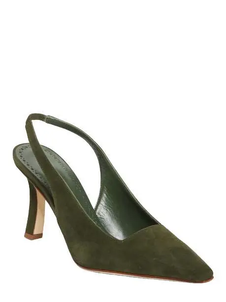 Manolo Blahnik Pointed Toe Slingback Pump - Dark Khaki
