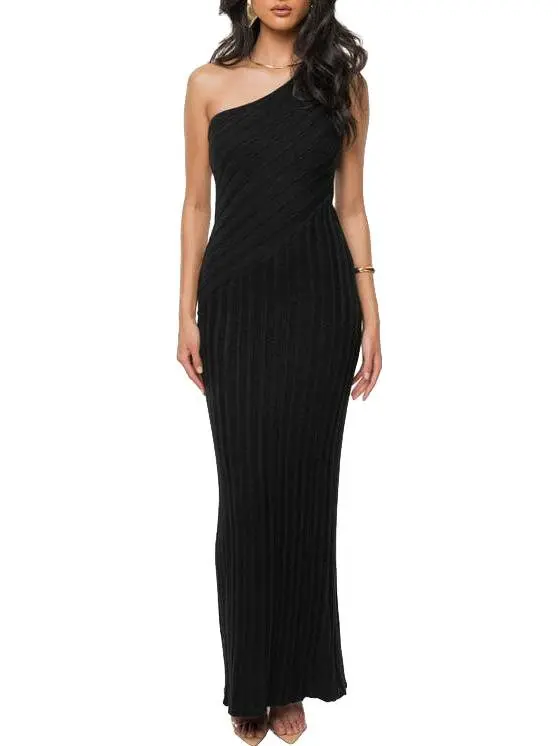 JLUXLABEL One-shoulder Body-con Maxi Dress - Black