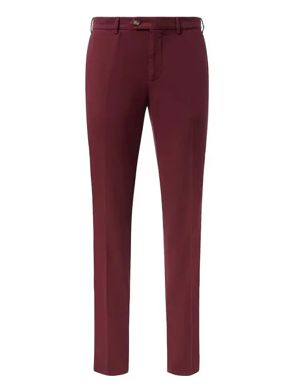 Brunello Cucinelli Cotton Gabardine Slim Pants - Burgundy