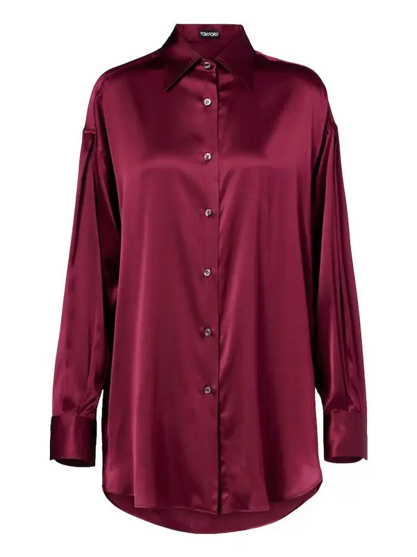 TOM FORD Silk-blend Satin Shirt - Burgundy