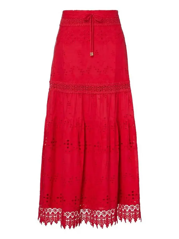 Melissa Odabash Alessia Cotton Maxi Skirt - Red