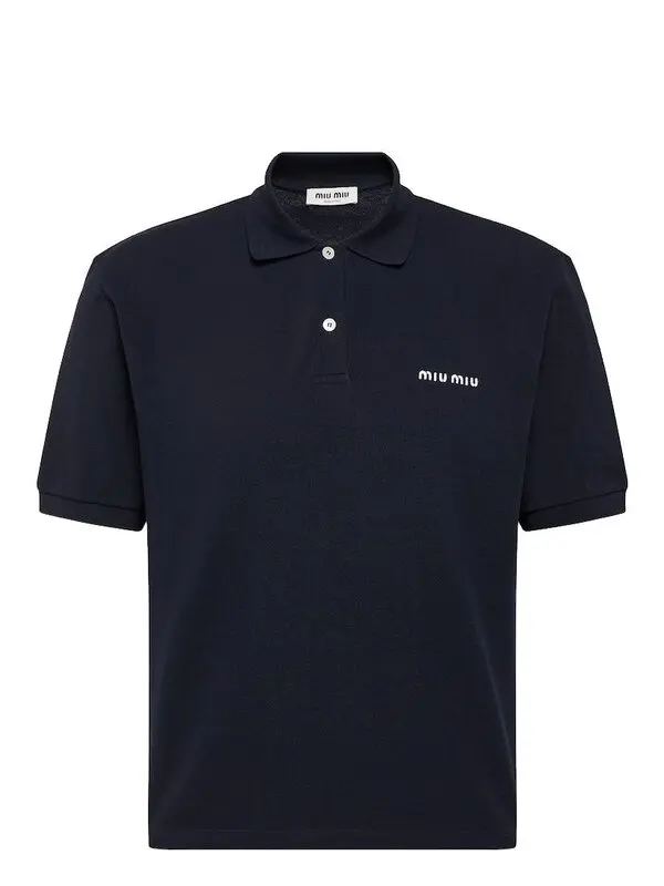 Miu Miu Logo Cotton Piqué Polo Shirt - Blue