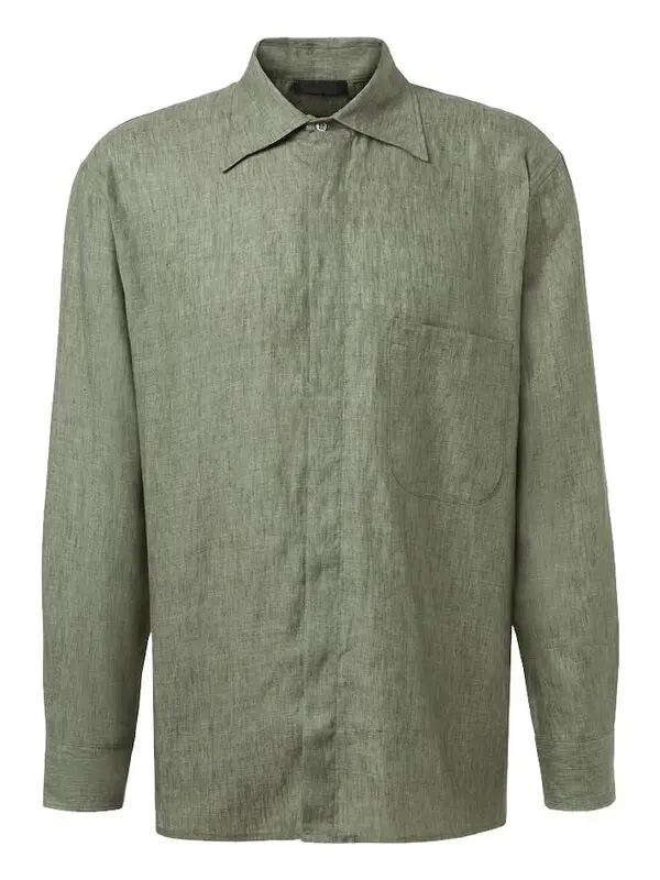 SAMAN AMEL Resort Linen Shirt - Green