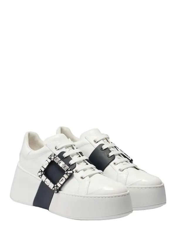 ROGER VIVIER Viv Skate Leather Platform Sneakers - White