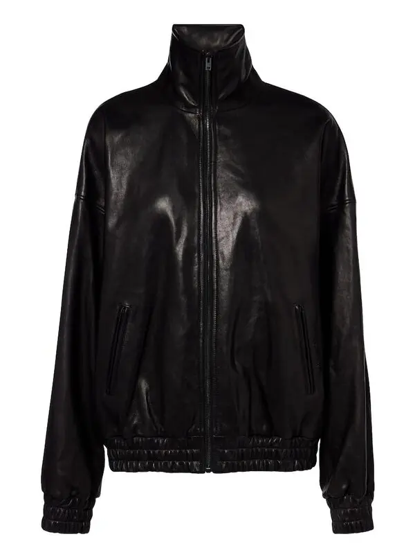 Acne Studios Logo Leather Jacket - Black