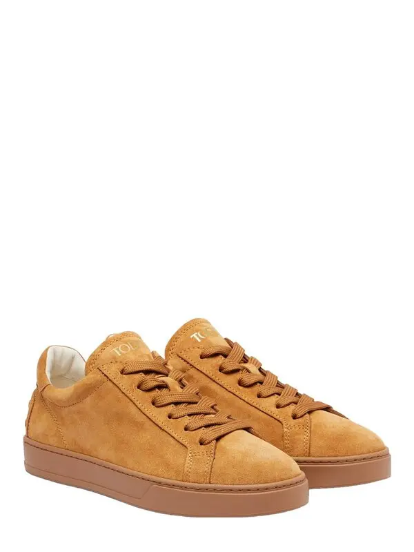 TOD'S Suede Round Toe Sneakers - Brown