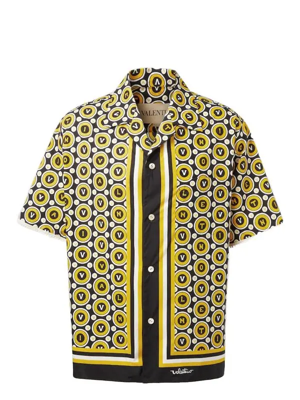 Valentino Garavani Bulles Royales Cotton Poplin Bowling Shirt - Yellow