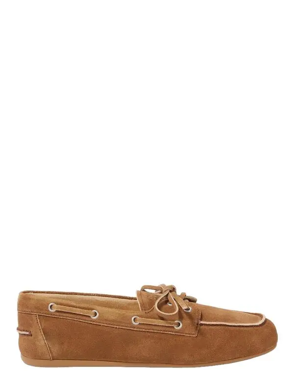 Miu Miu Suede Boat Shoes - Brown