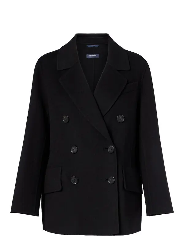 Max Mara Lukas Virgin Wool Pea Coat - Black