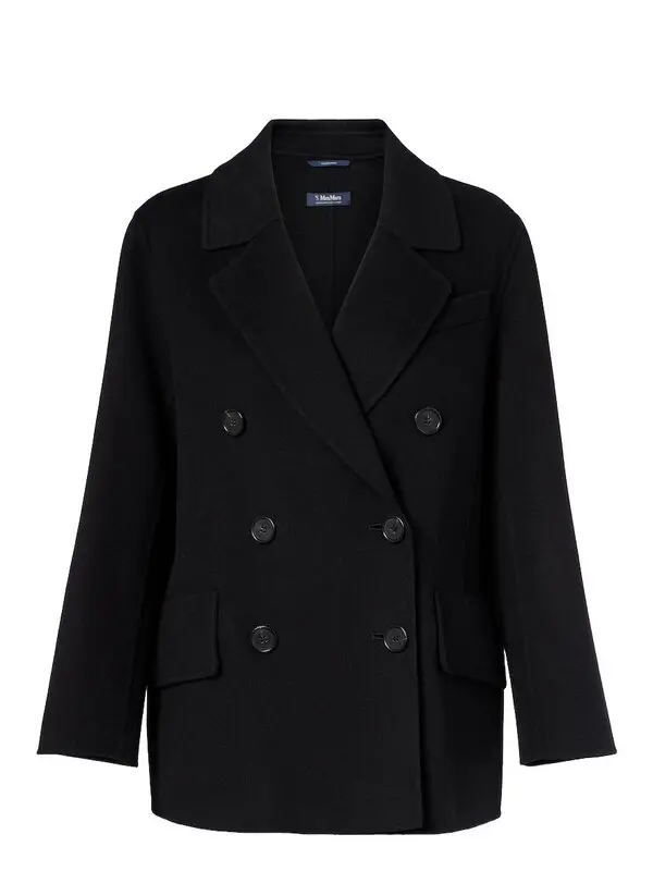 Max Mara Lukas Virgin Wool Pea Coat - Black