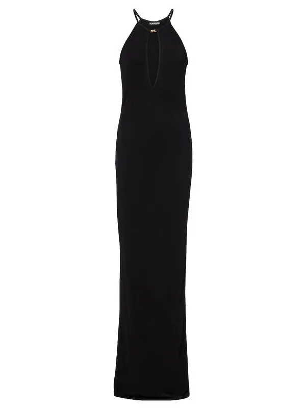 TOM FORD Cutout Halterneck Gown - Black
