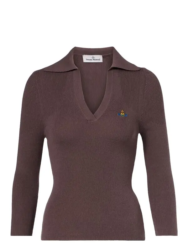 VIVIENNE WESTWOOD Marina Cotton And Cashmere Polo Sweater - Brown