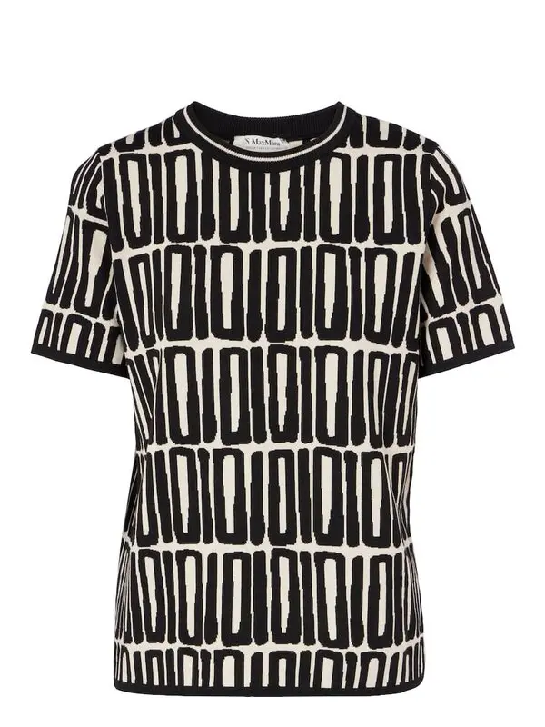 Max Mara Ramo Printed Cotton Top - Black
