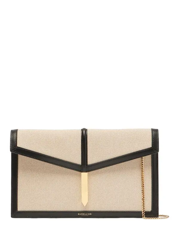 DEMELLIER Leather-trimmed Canvas Clutch - White