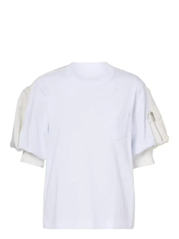 Sacai Cotton Jersey And Twill T-shirt - White
