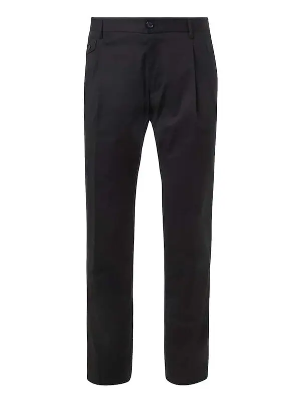 Dolce & Gabbana Straight Leg Cotton Trousers - Black