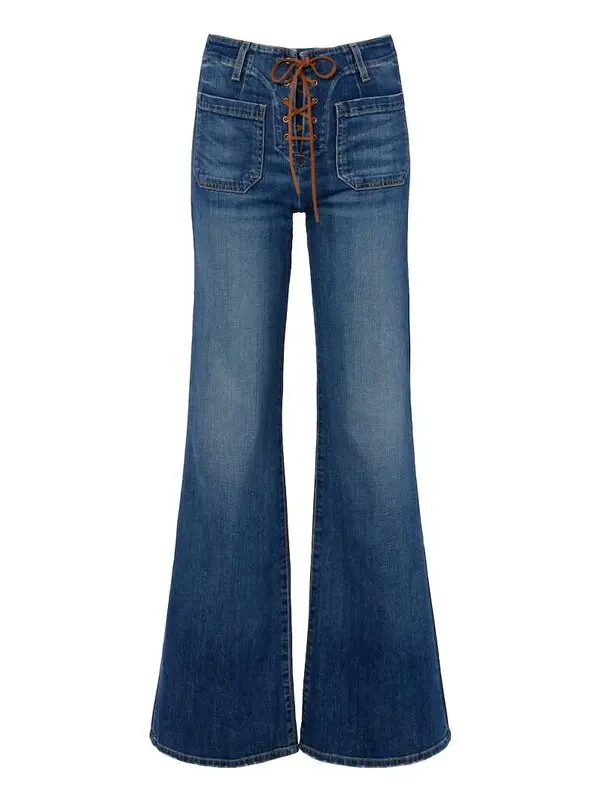 NILI LOTAN Florence Mid-rise Flared Jeans - Blue