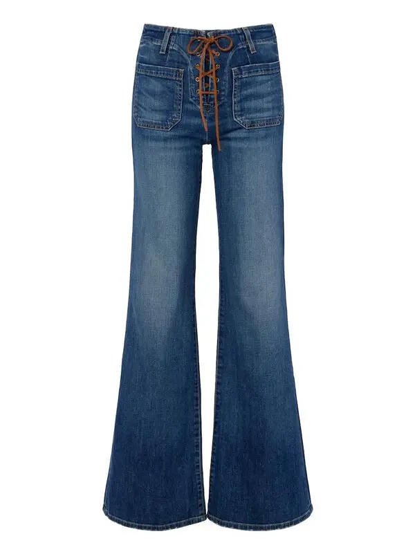 NILI LOTAN Florence Mid-rise Flared Jeans - Blue