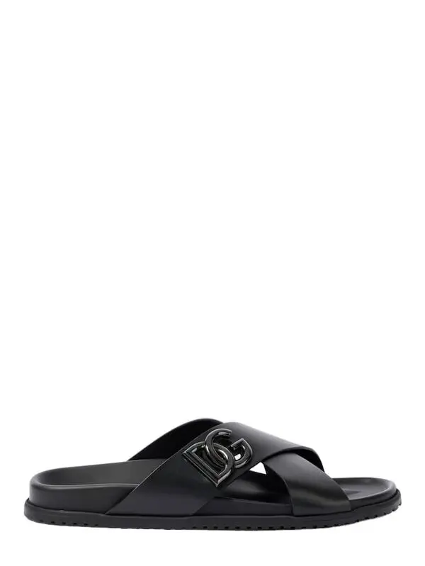 Dolce & Gabbana Leather Slides - Black