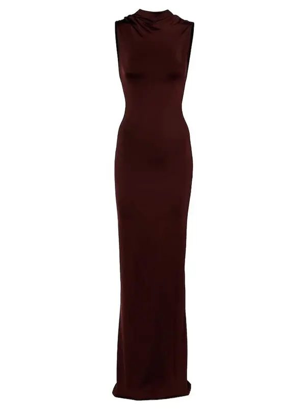 Victoria Beckham Draped Jersey Gown - Brown