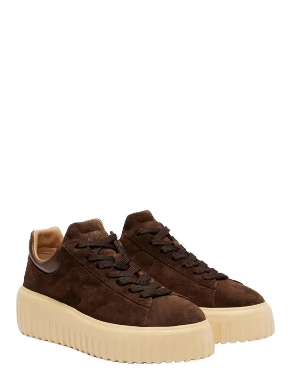 Hogan H-stripes Suede Platform Sneakers - Brown