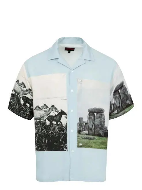 PLEASURES Stone Horse Button Down Shirt - Blue