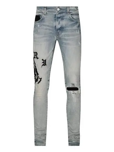 Amiri X Wes Lang Reaper Logo Jean - Clay Indigo