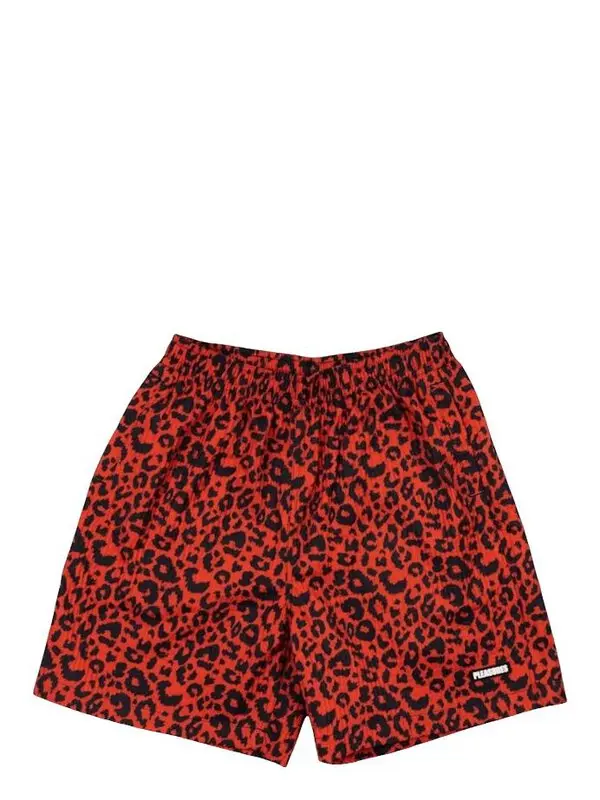 PLEASURES Leopard Active Shorts - Red
