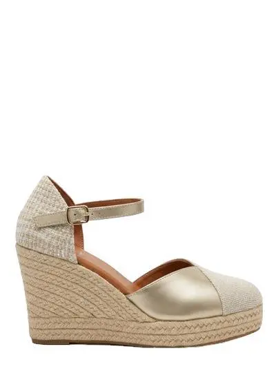 MENINA STEP Jimena High Strap Espadrille Wedge - Black