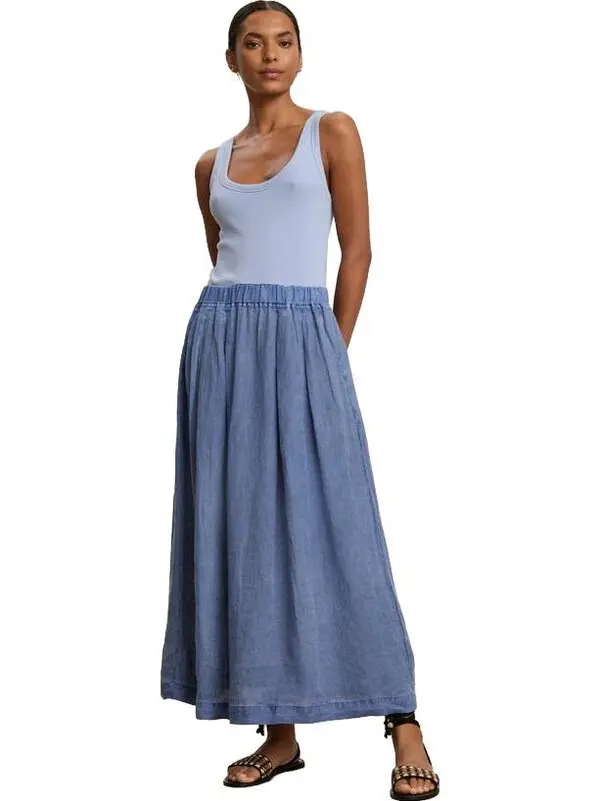 Velvet By Graham & Spencer Linda Linen Maxi Skirt - Navy