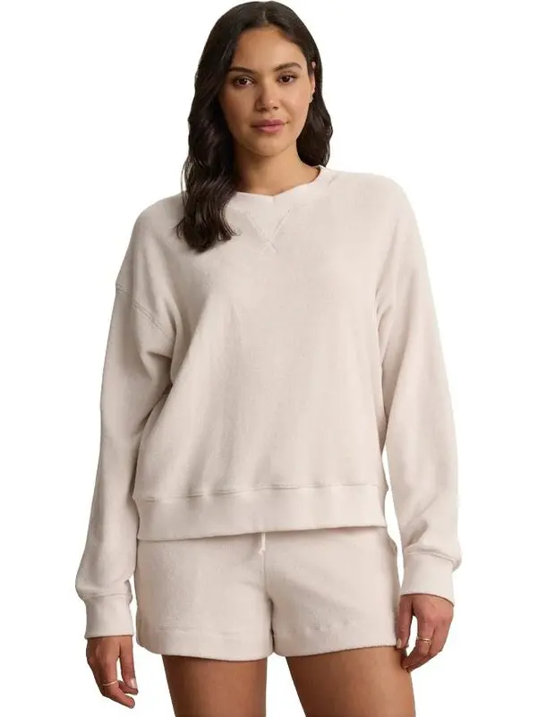 Velvet By Graham & Spencer Ica Cotton Loop Terry Sweatshirt - Neutral / White