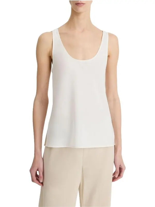 Vince Classic Stretch-silk Bias Tank - White