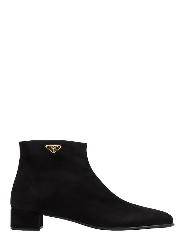 Prada Suede Ankle Booties - Nero