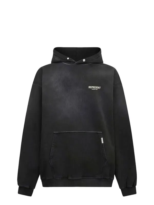 REPRESENT Logo-print Cotton Hoodie - Grey