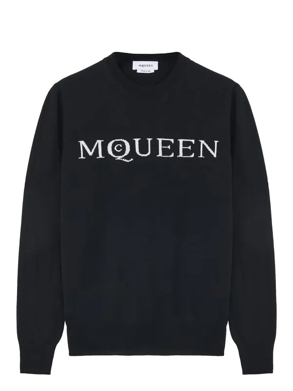 Alexander McQueen Logo Merino Wool Sweater - Black