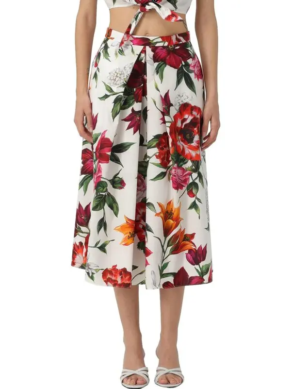 Dolce & Gabbana Floral Print Skirt - Red