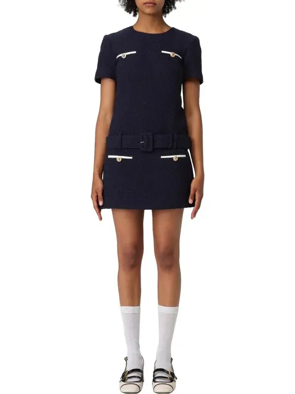 SELF-PORTRAIT Textured Mini Dress - Blue