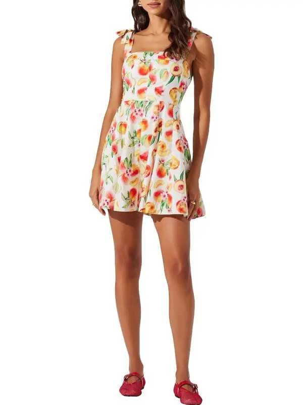 Astr The Label Tinesha Tie-strap Cotton Mini Sundress - Yellow Peach